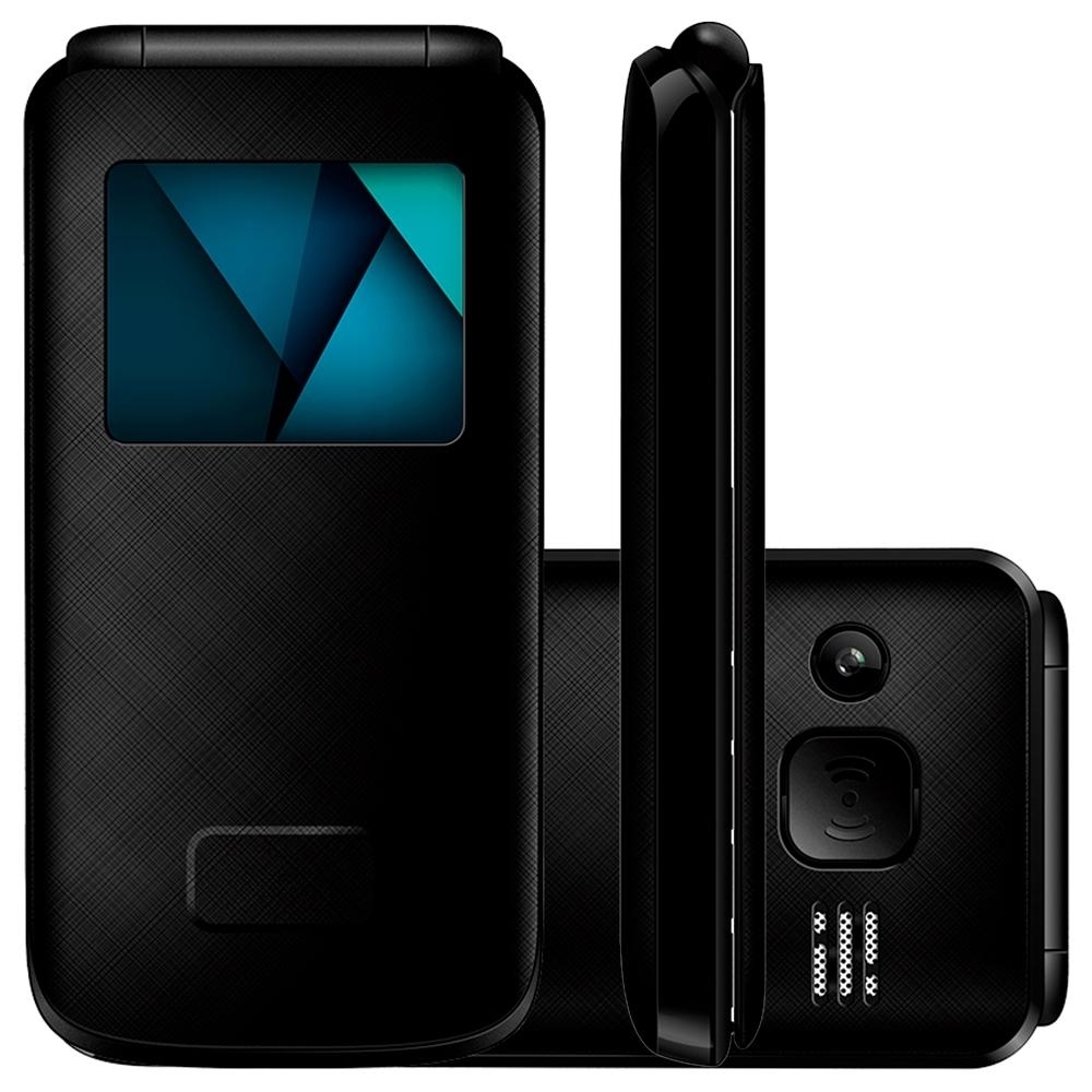 Celular Flip Vita Lite Dual Chip Rádio FM + MP3 + Bluetooth 2.1 Preto